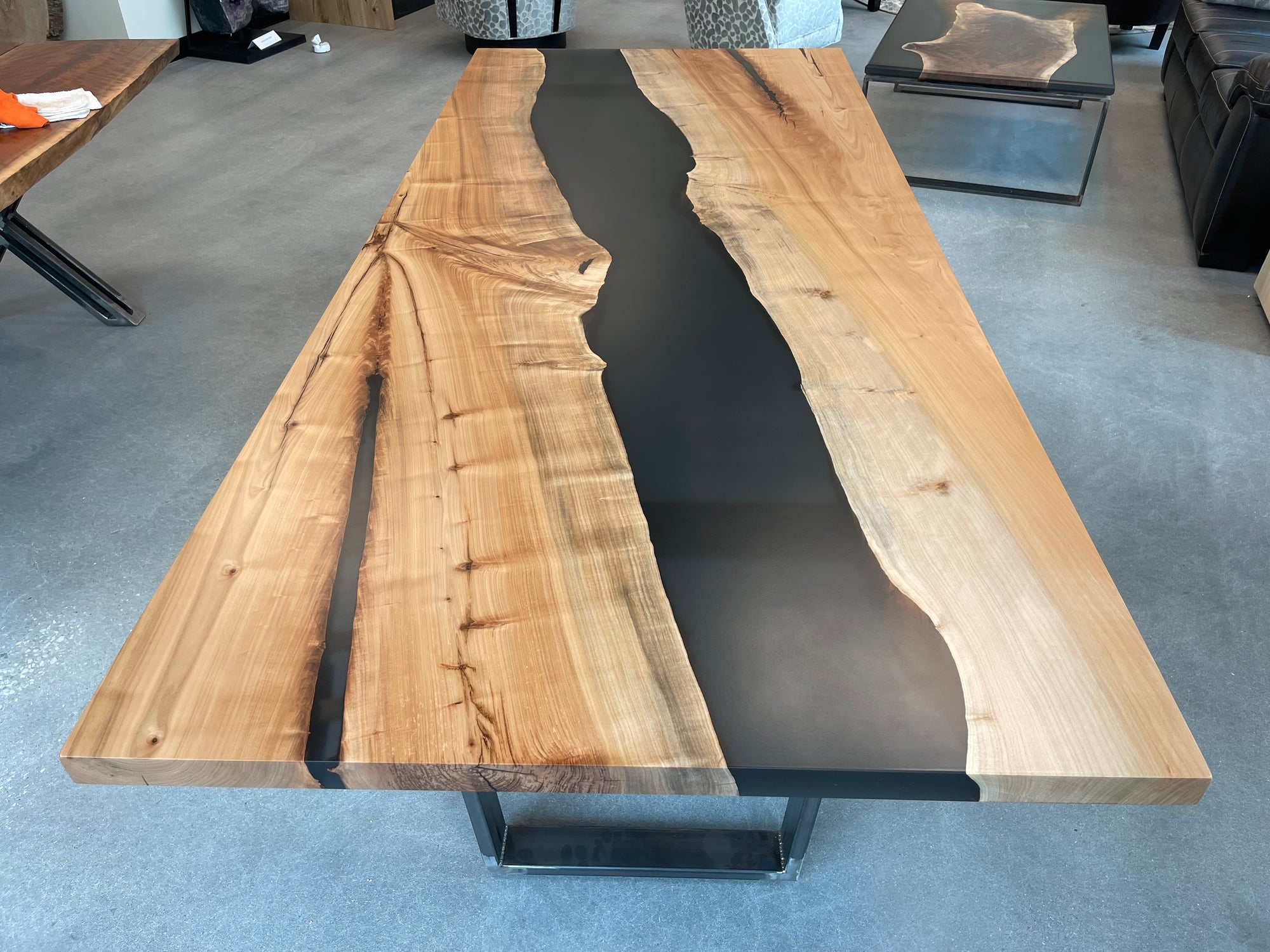 Maple Epoxy River Dining Table with Smokey Epoxy (8' long) - KC Custom ...