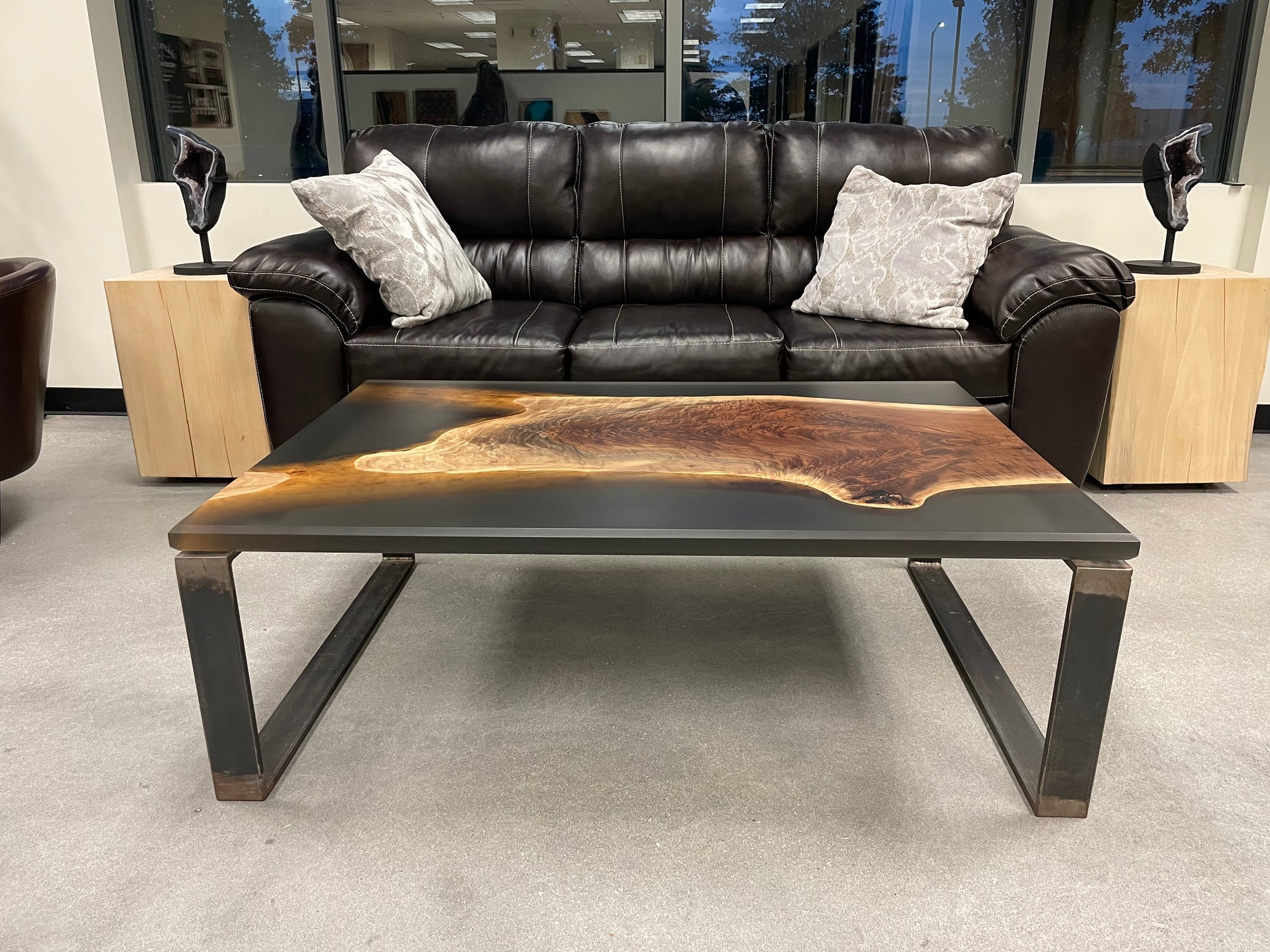 Epoxy Casted Black Walnut Coffee Table 141 - KC Custom Hardwoods