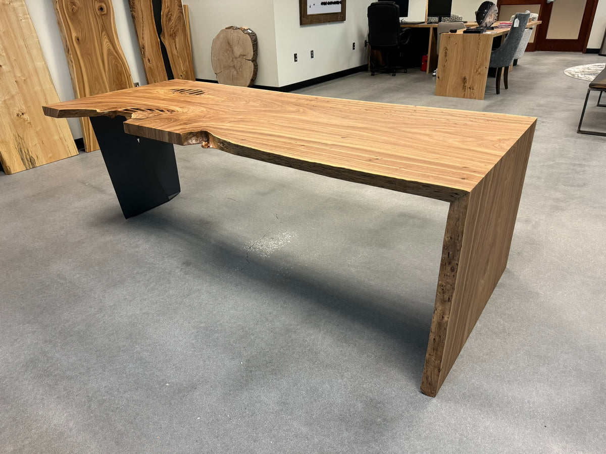 Live Edge Siberian Elm Desk 409 KC Custom Hardwoods