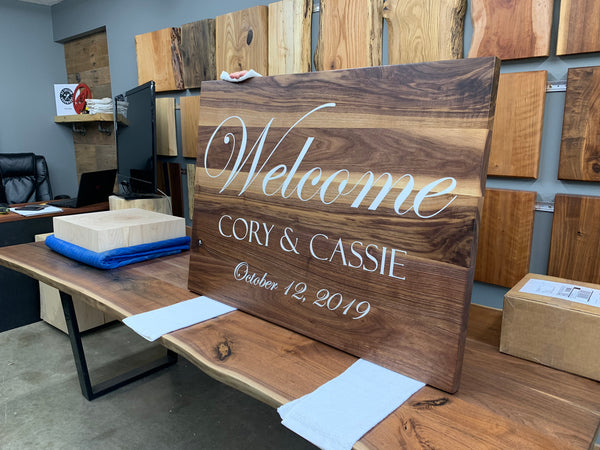 Black Walnut Wedding Sign 260 - KC Custom Hardwoods